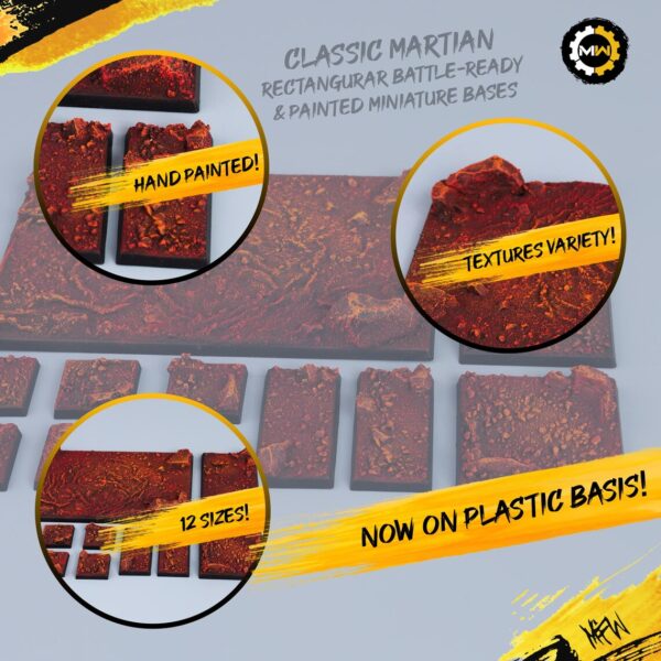 Classic Martian Painted Square Bases for Miniatures
